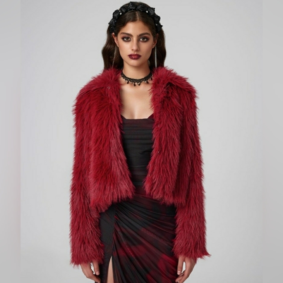 Maria Dionisiou | Jackets & Coats | Maria Dionisou Maroon Faux Fur ...